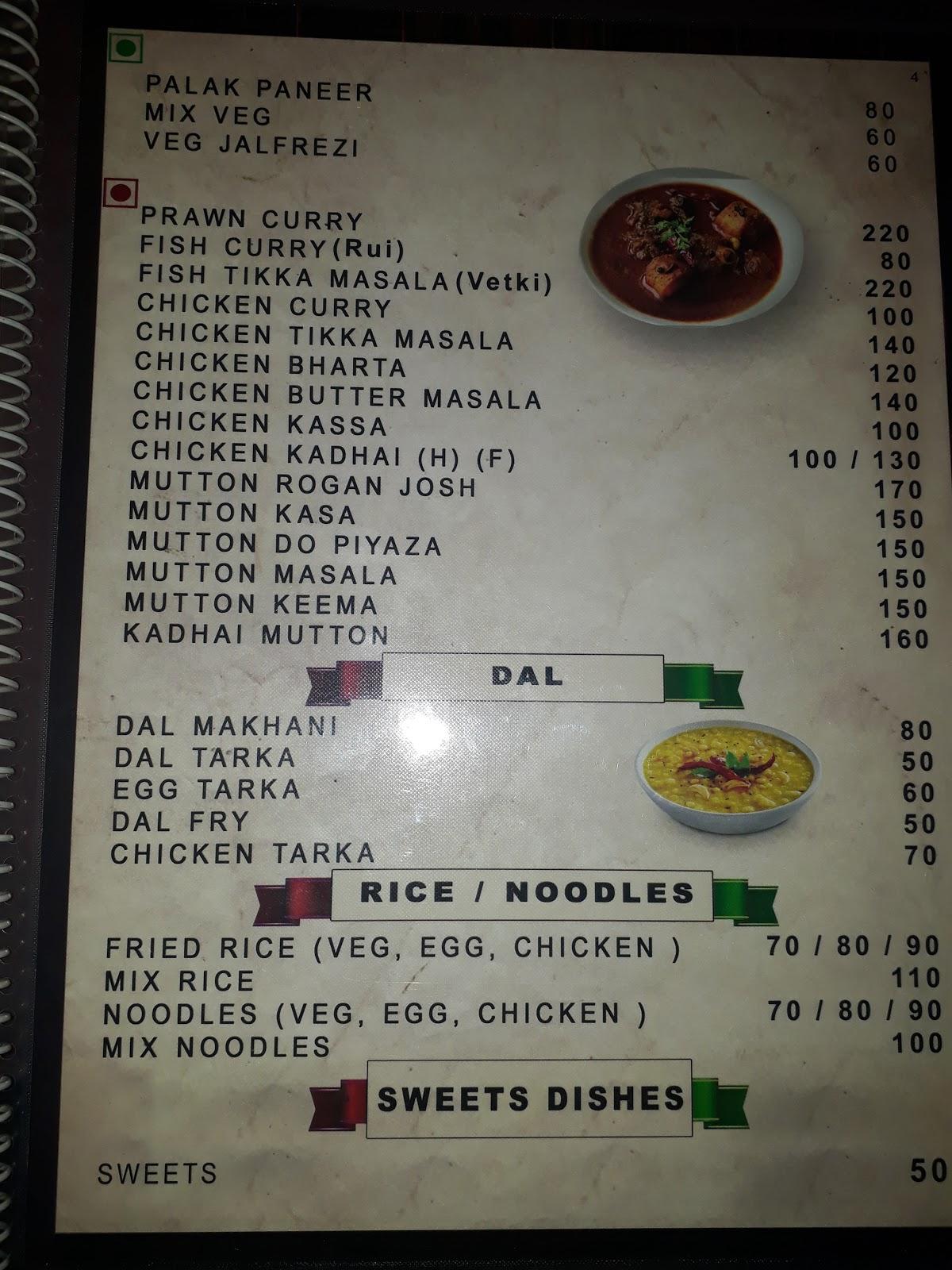 Menu at Yaara Da Dhaba, India, NH 19