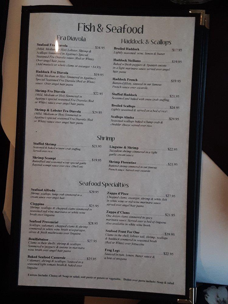Menu at Agatina's Restaurant, Rochester
