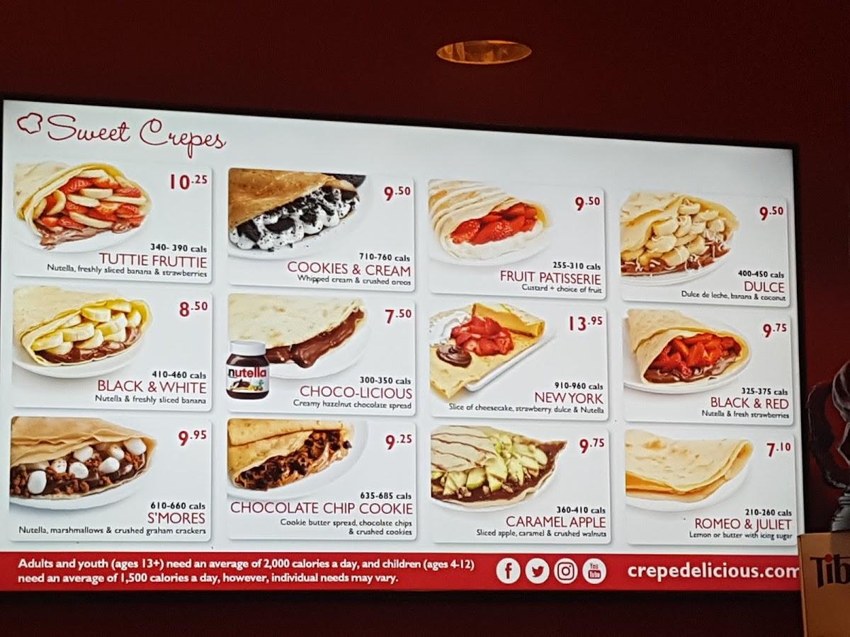 Menu at Crepe Delicious restaurant, Mississauga, 100 Queensway W