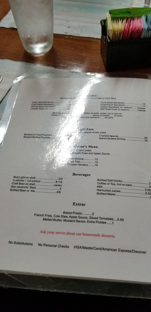Menu at Crisfield Seafood restaurant, Silver Spring, Georgia Ave