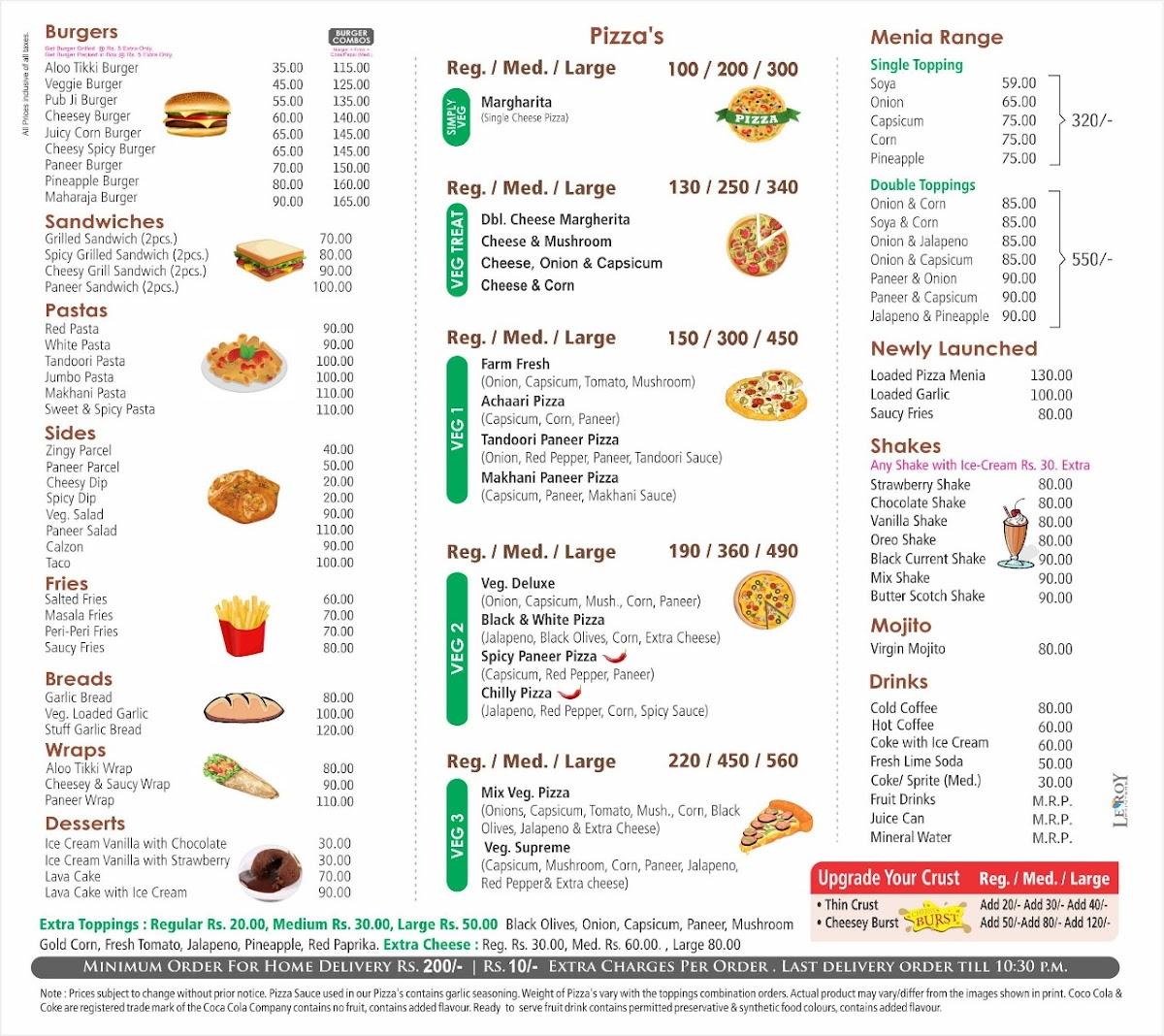 Menu at Hungry Point, Kotdwara