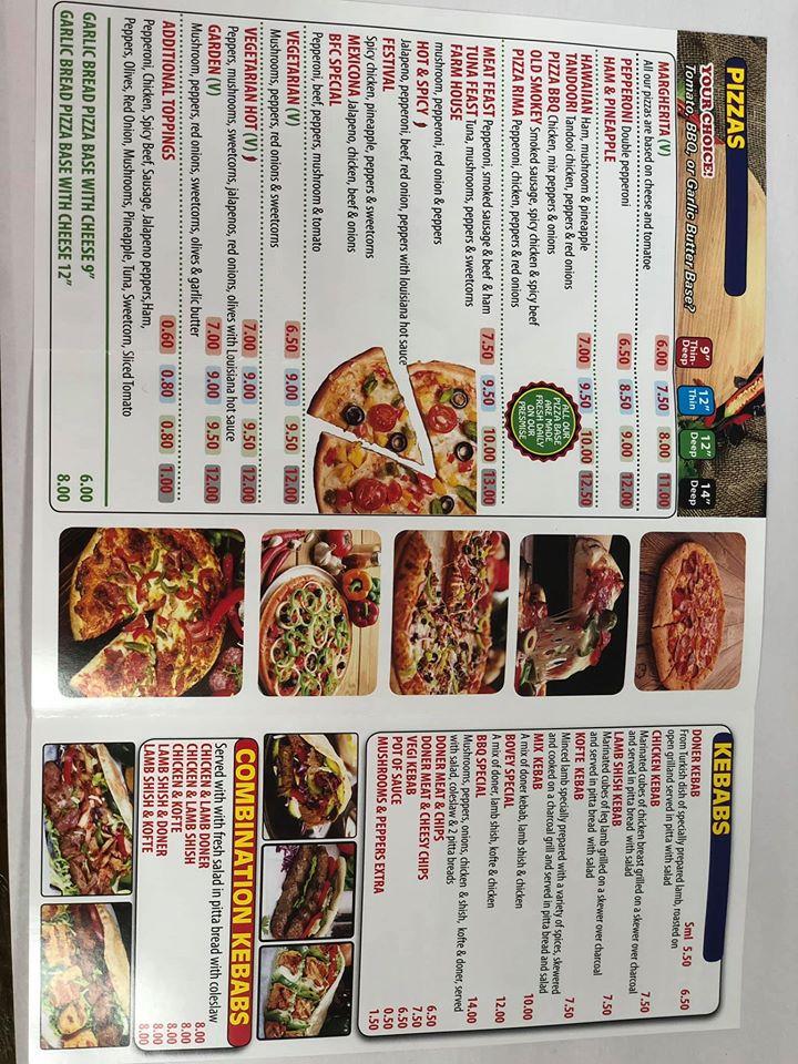 Menu at BFC Pizza & Kebab fast food, Ilsington