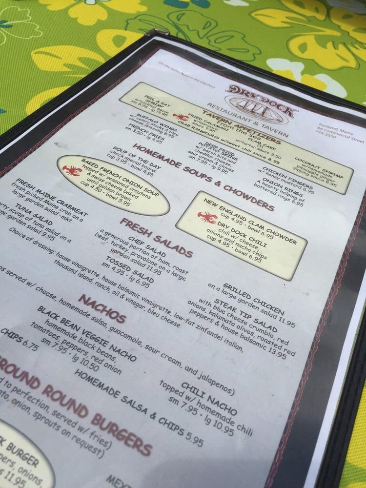 Menu at Dry Dock Restaurant Tavern, Portland