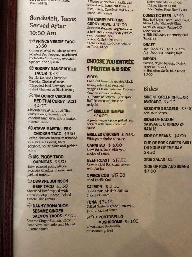 Menu at Las Animas Grill restaurant, Trinidad
