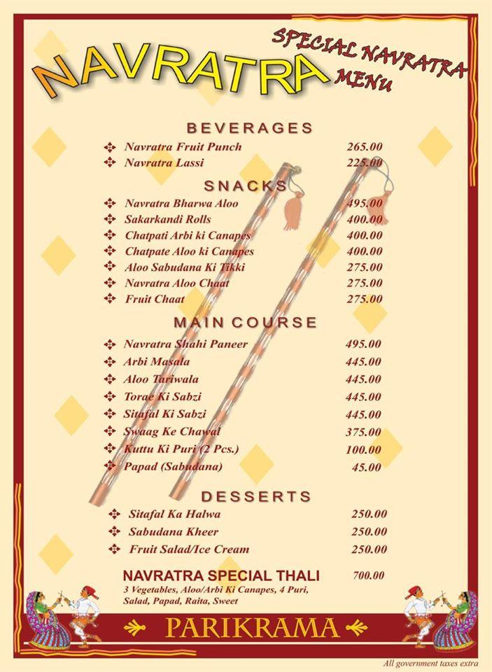 Menu at Parikrama The Revolving Restaurant, New Delhi