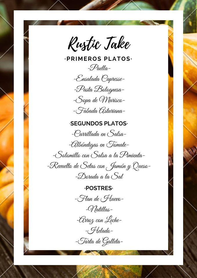 Menu at Rustic Take Proyecto EIE restaurant, San Roque