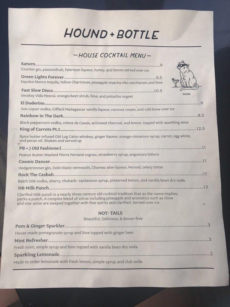 Menu at Hound + Bottle pub & bar, Bremerton, E 11th St