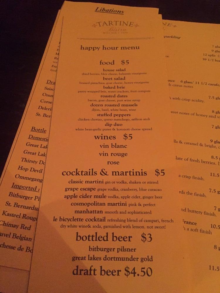 Menu at Tartine Bistro pub & bar, Rocky River
