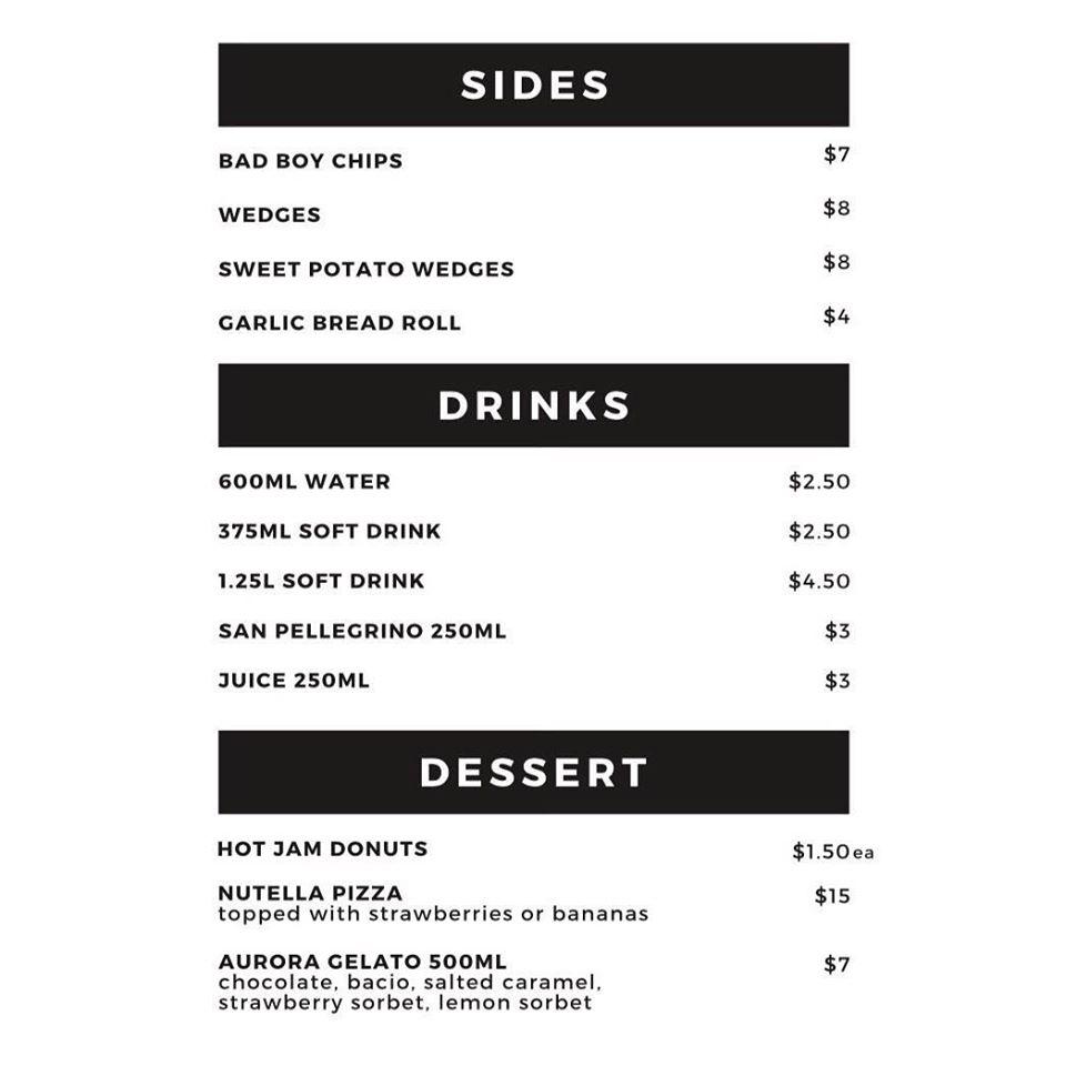 Menu at Albion Pizza restaurant, Brunswick West
