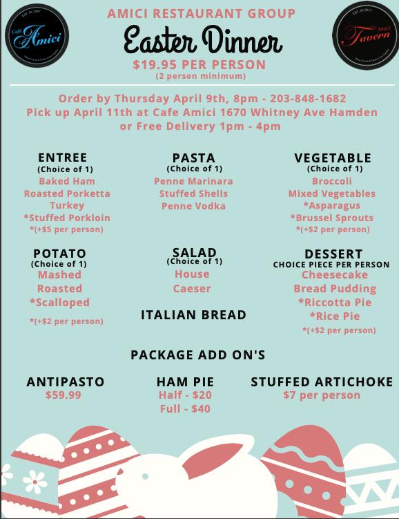 Menu at Cafe Amici, Hamden