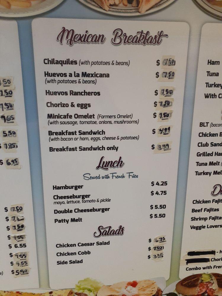 Menu at Mini Cafe, Santa Ana