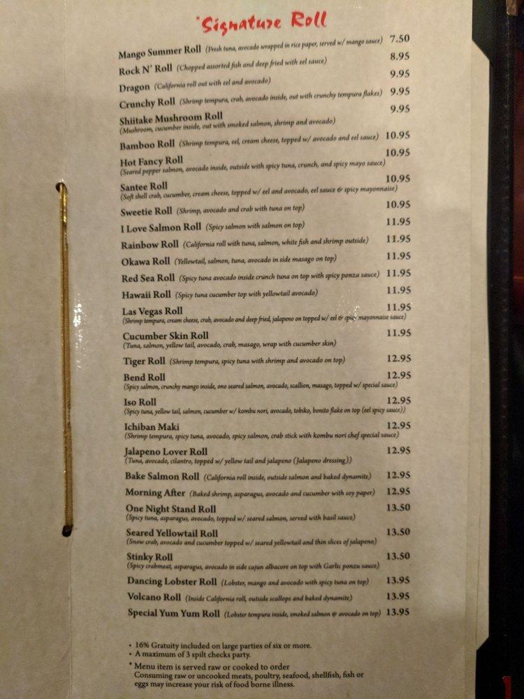 Menu at Okawa Steak House & Sushi restaurant, Bend