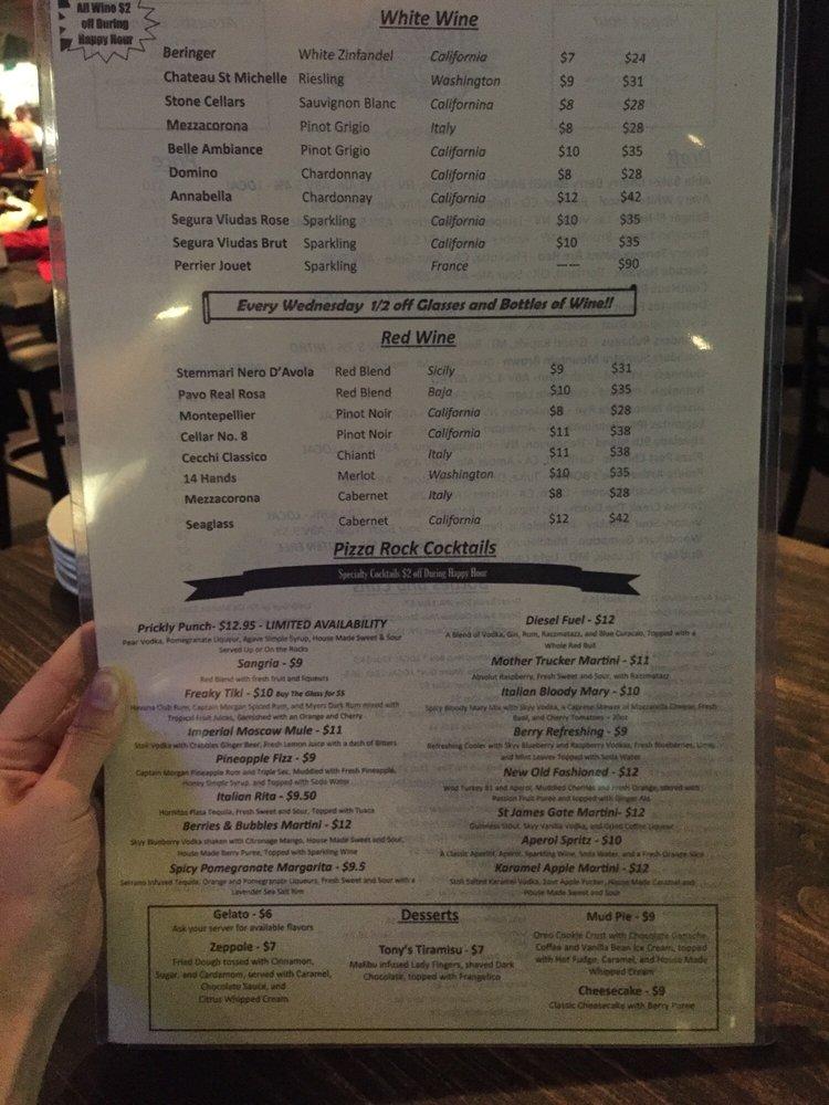 Menu at Pizza Rock pub & bar, Las Vegas, 201 N 3rd St