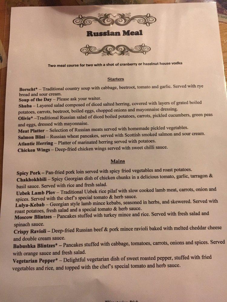 Menu at Russian Cafe-Gallery Cossachok, Glasgow