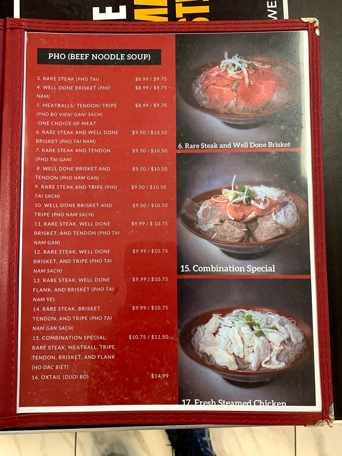 Menu at Saigon Pho Restaurant, Yuma