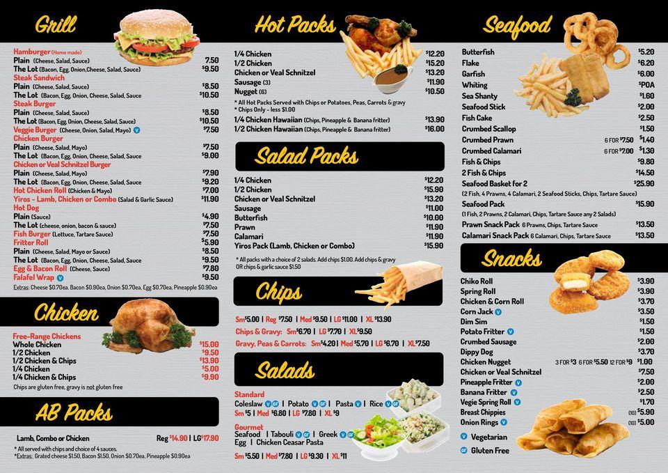 Menu at The Chicken Home fast food, Angle Vale