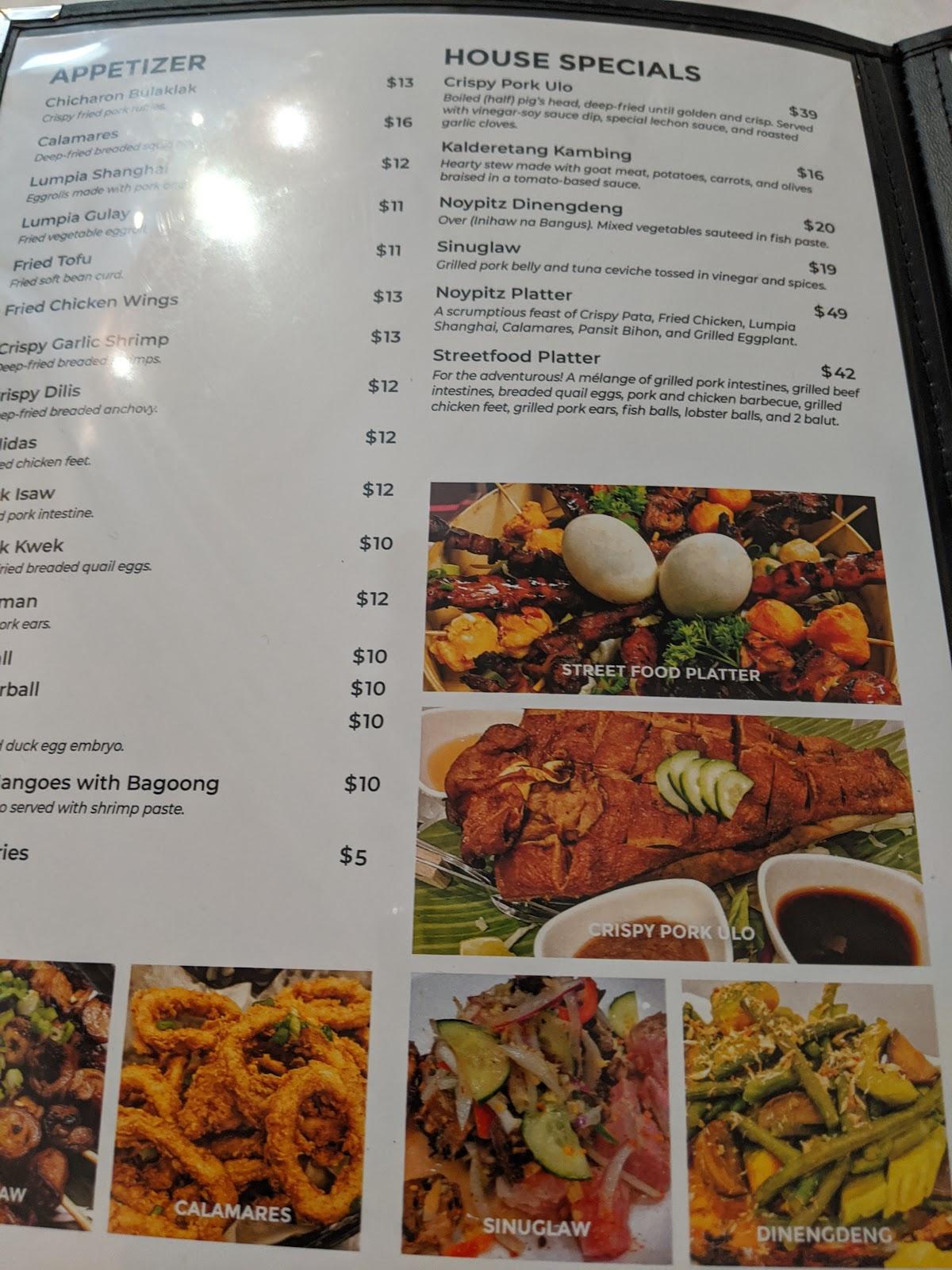 Menu at The Noypitz Bar and Grill, West Covina