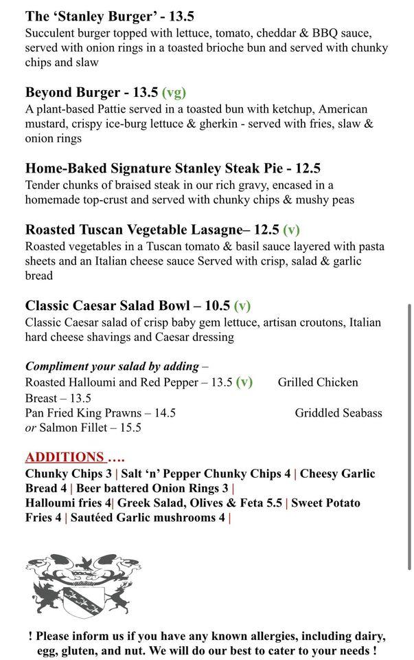 Menu at The Stanley Arms pub & bar, St Helens
