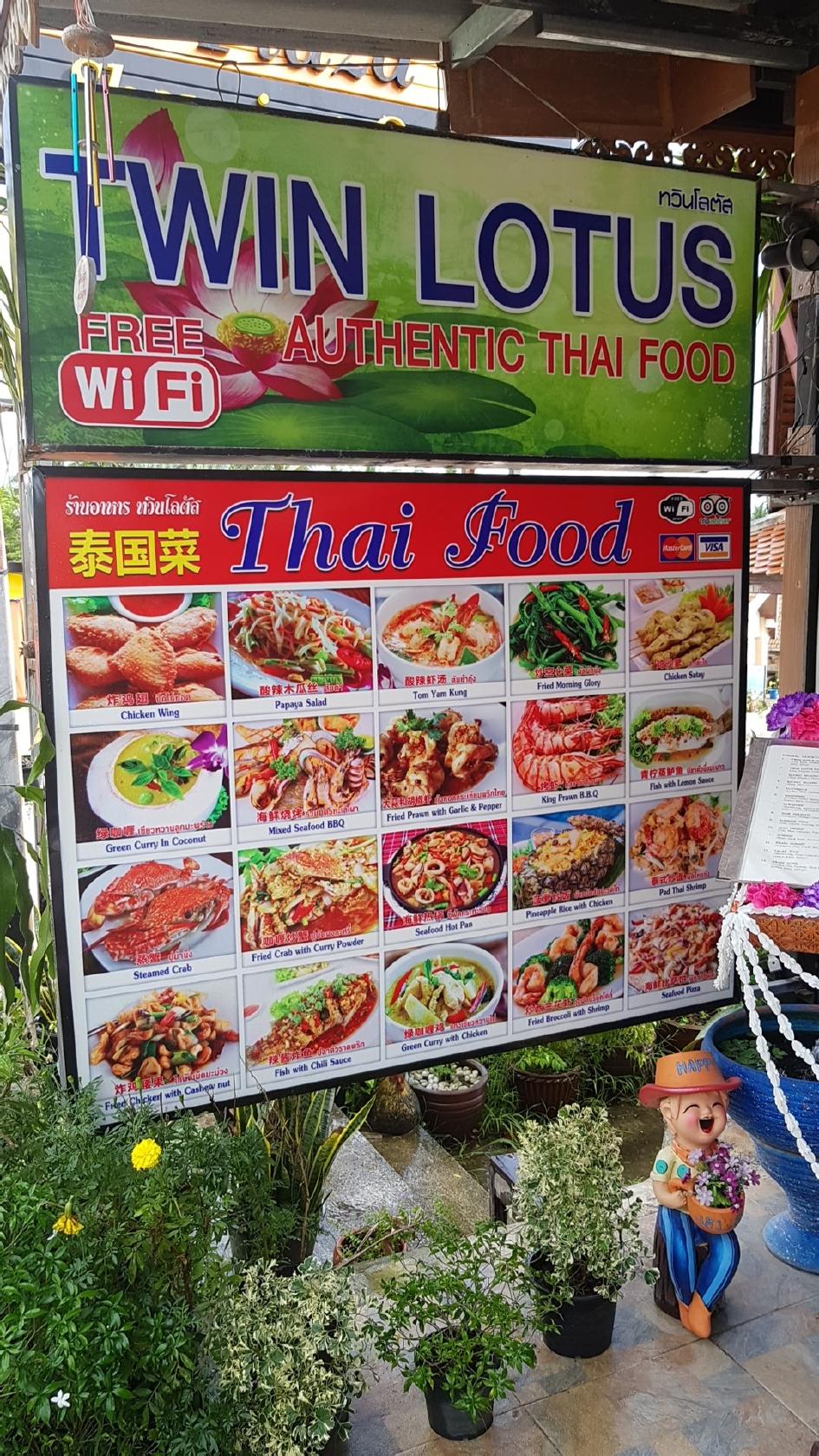 Menu at TWIN LOTUS restaurant, Ao Nang