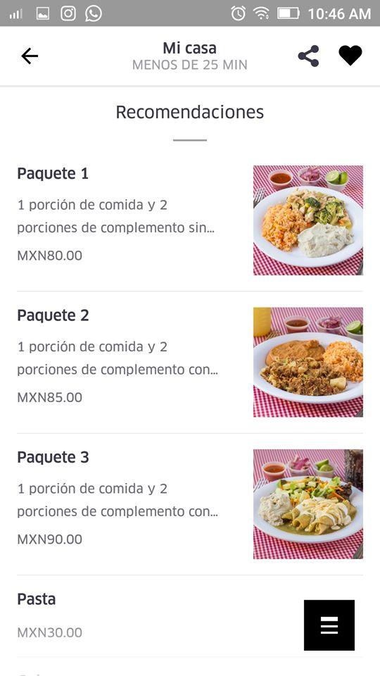 Menu at Cocina Económica "Mi Casa" restaurant, Hermosillo