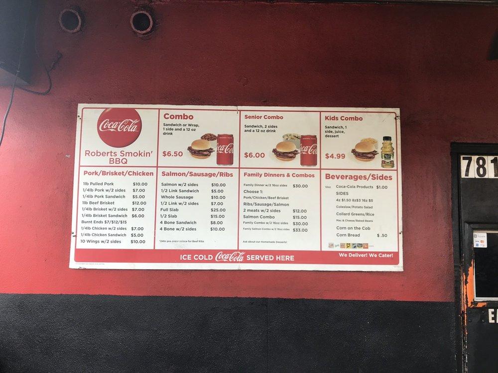 Menu at Robert's Smokin' BBQ, Port Richey