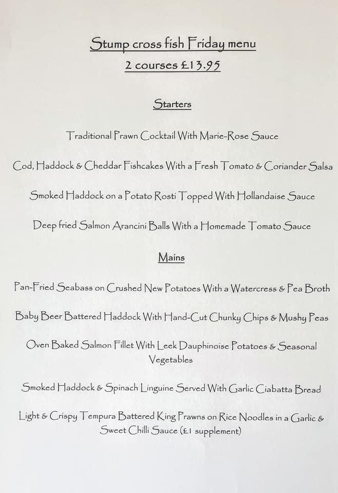 Menu at The Stump Cross Inn pub & bar, Halifax
