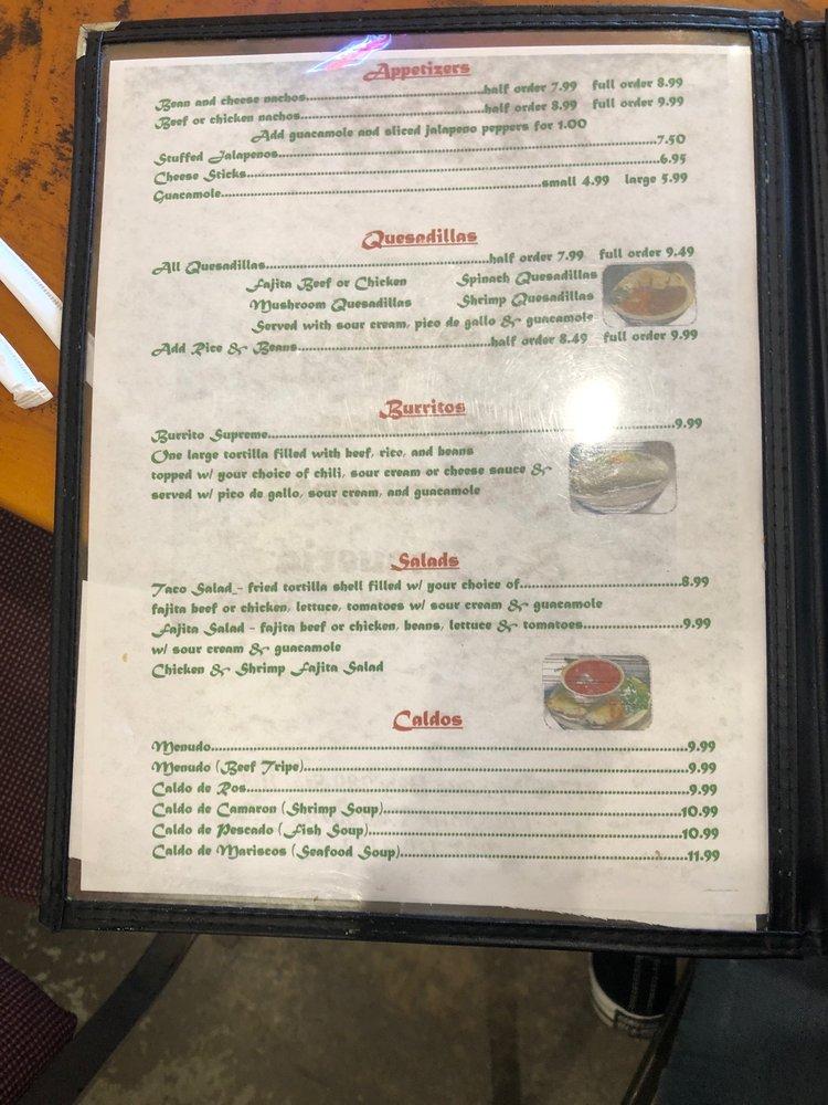 Menu at Arroyo's Mexican Restaurant, Pottsboro