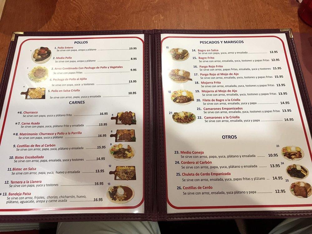 Menu at Brasa Roja Elston steakhouse, Chicago, N Elston Ave
