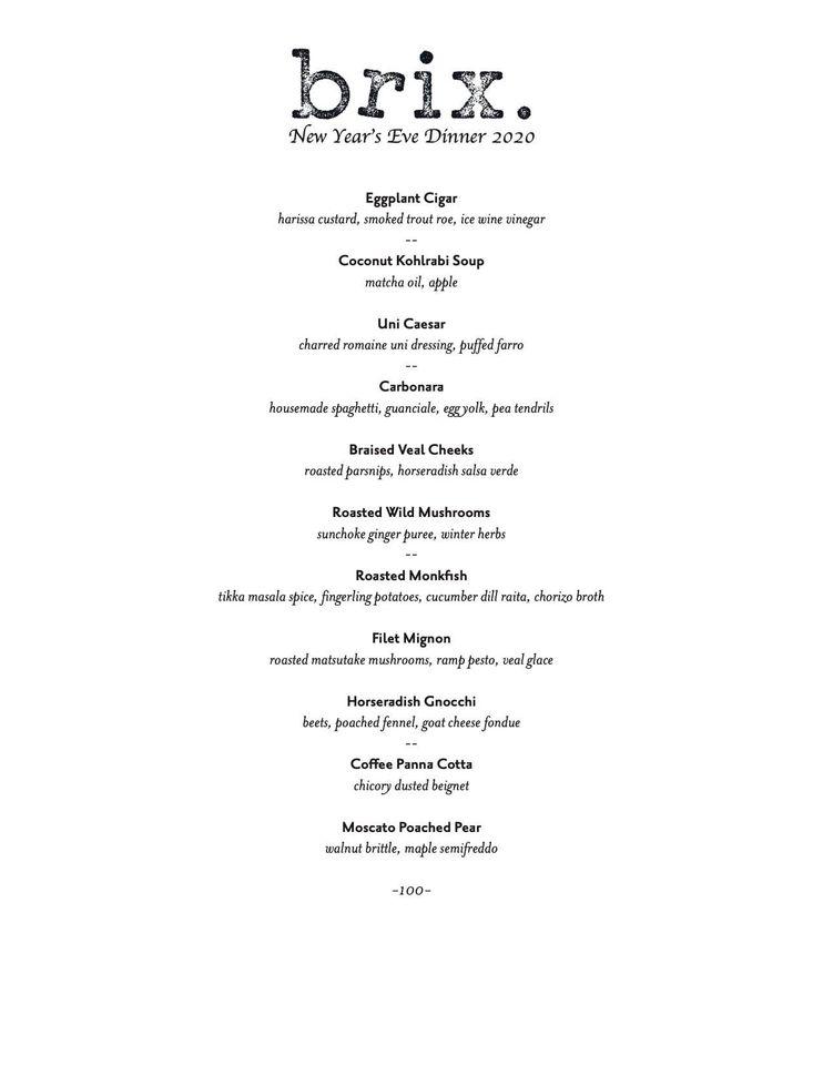 Menu at Brix pub & bar, Flagstaff
