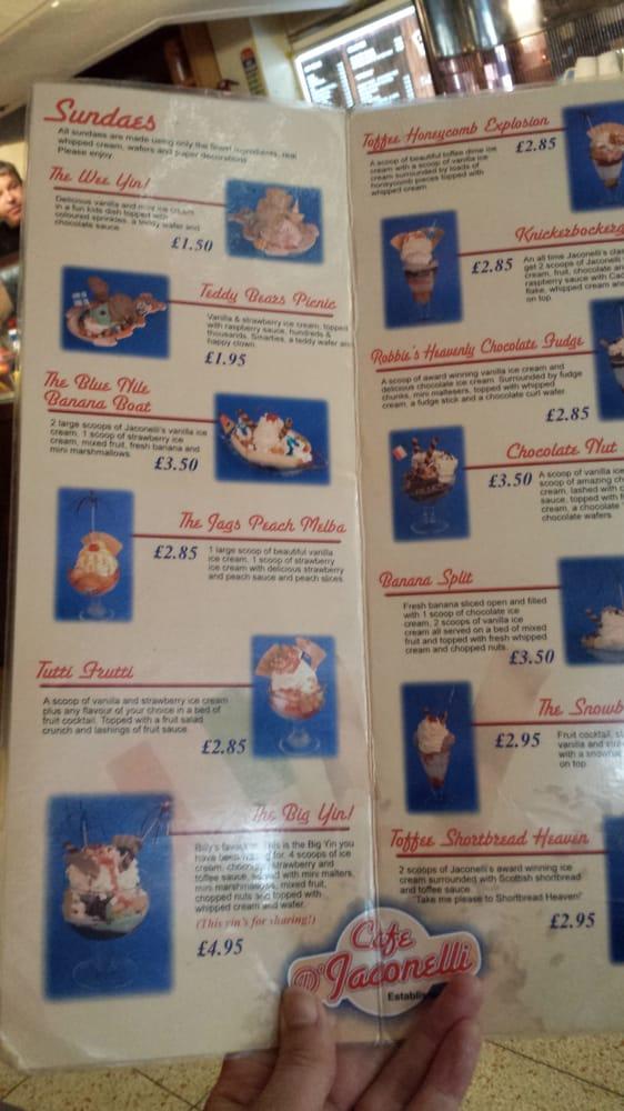 Menu at Café D'Jaconelli cafe, Glasgow, 570 Maryhill Rd