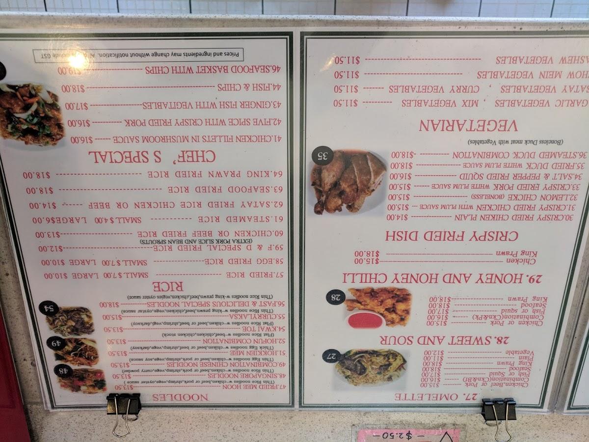 Menu at Fast & Delicious Chinese Takeaway restaurant, Subiaco