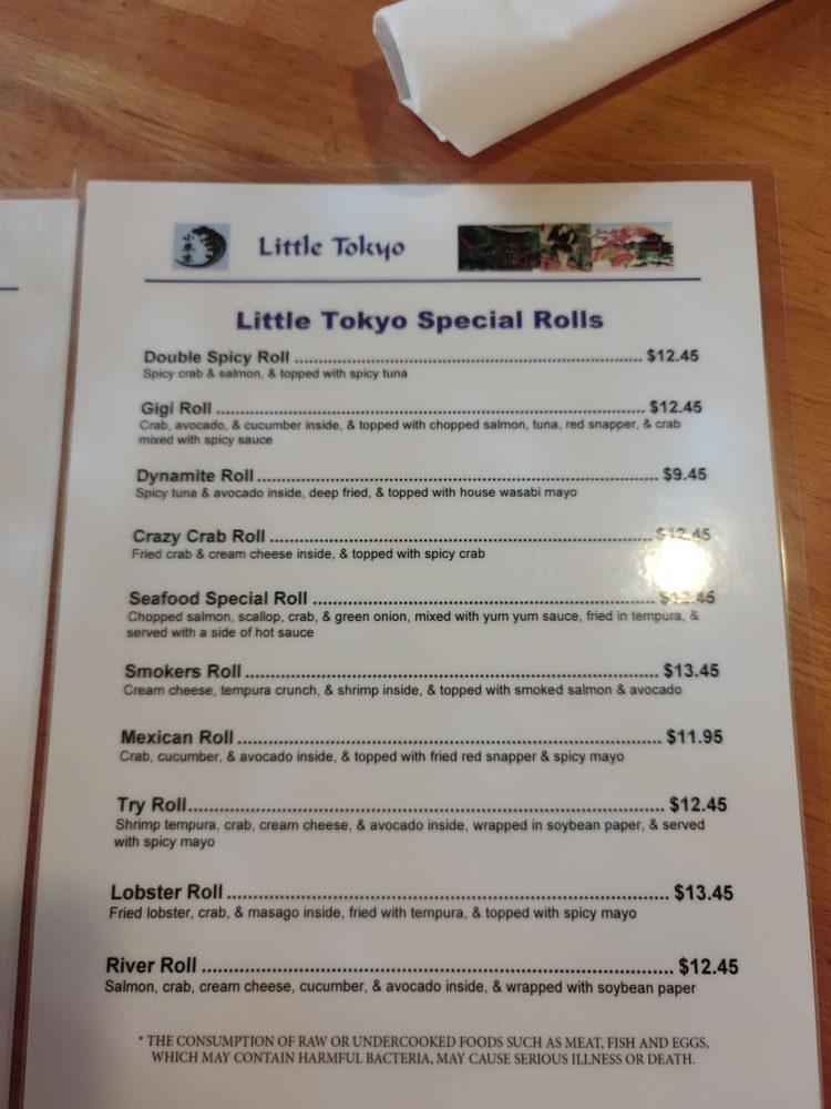 Menu at Little Tokyo Steak House Restaurant, Milledgeville, N Columbia St