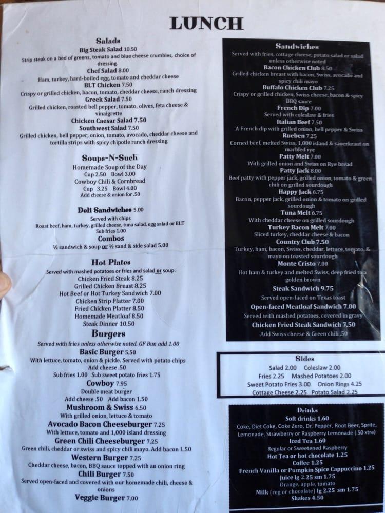 Menu at Pinon Café cafe, Payson