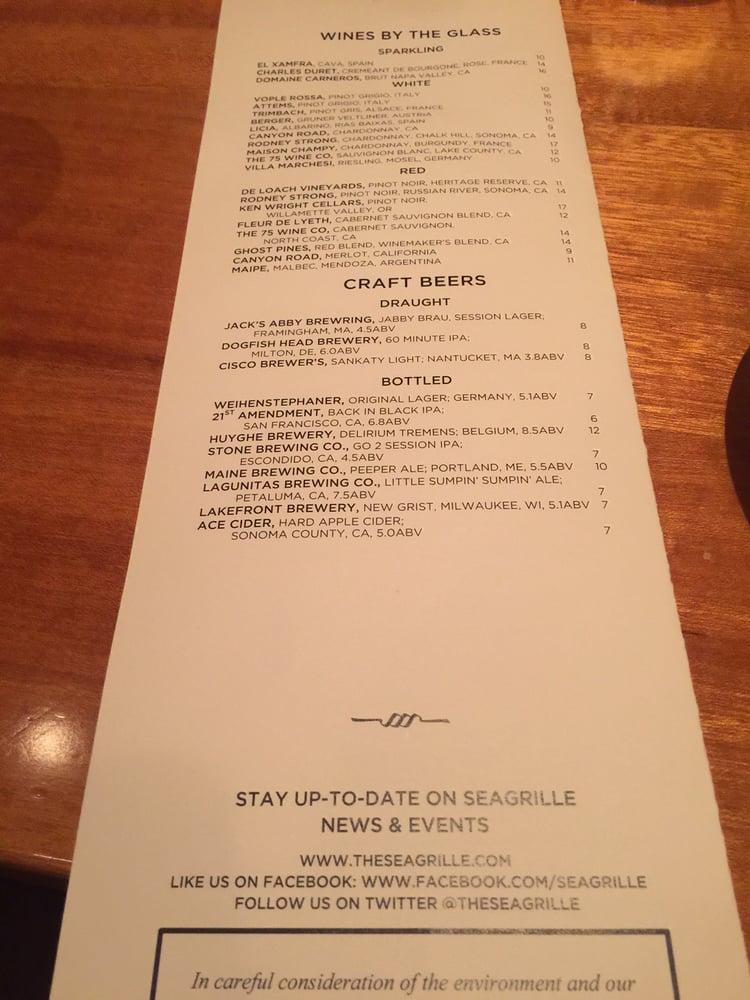 Menu at The Seagrille pub & bar, Nantucket