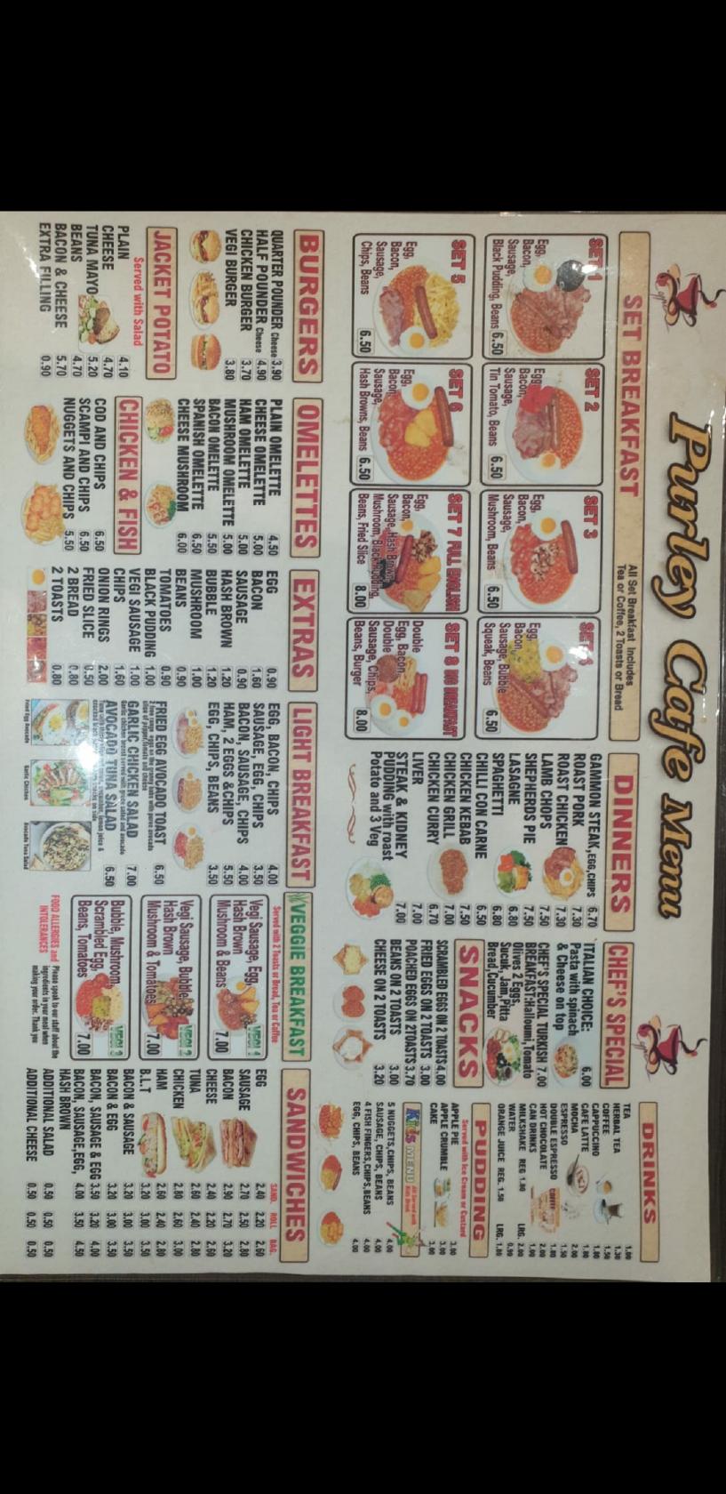 Menu at The Class Cafe (Purley Cafe), Purley