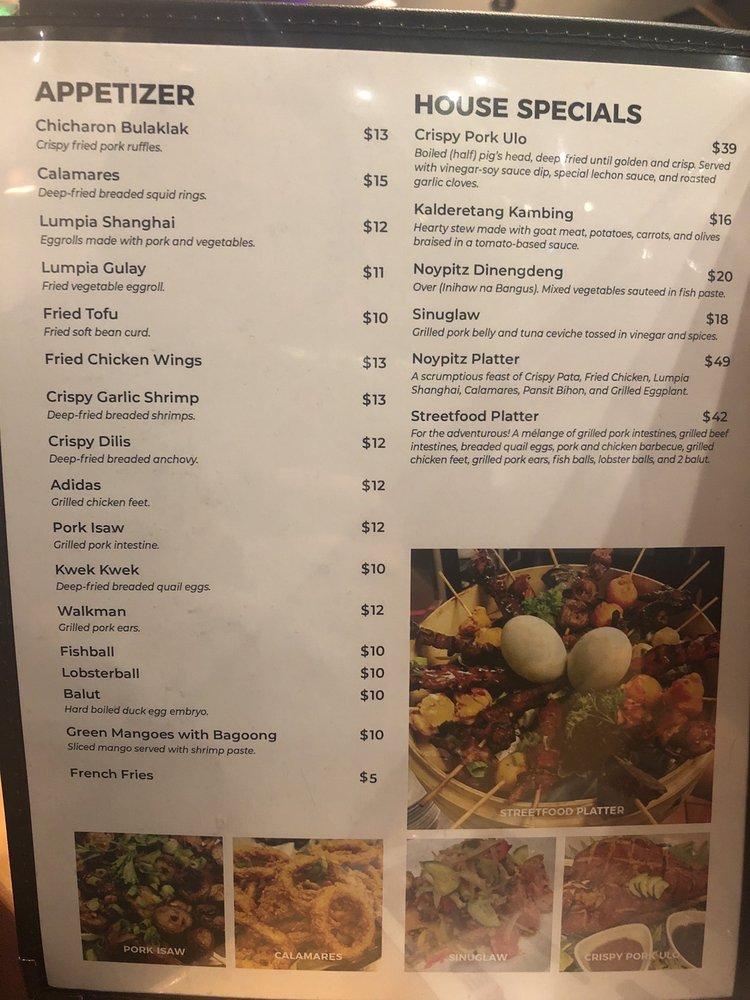 Menu at The Noypitz Bar & Grill, Cerritos