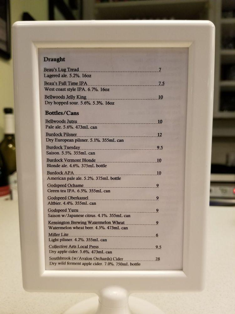 Menu at White Lily Diner restaurant, Toronto
