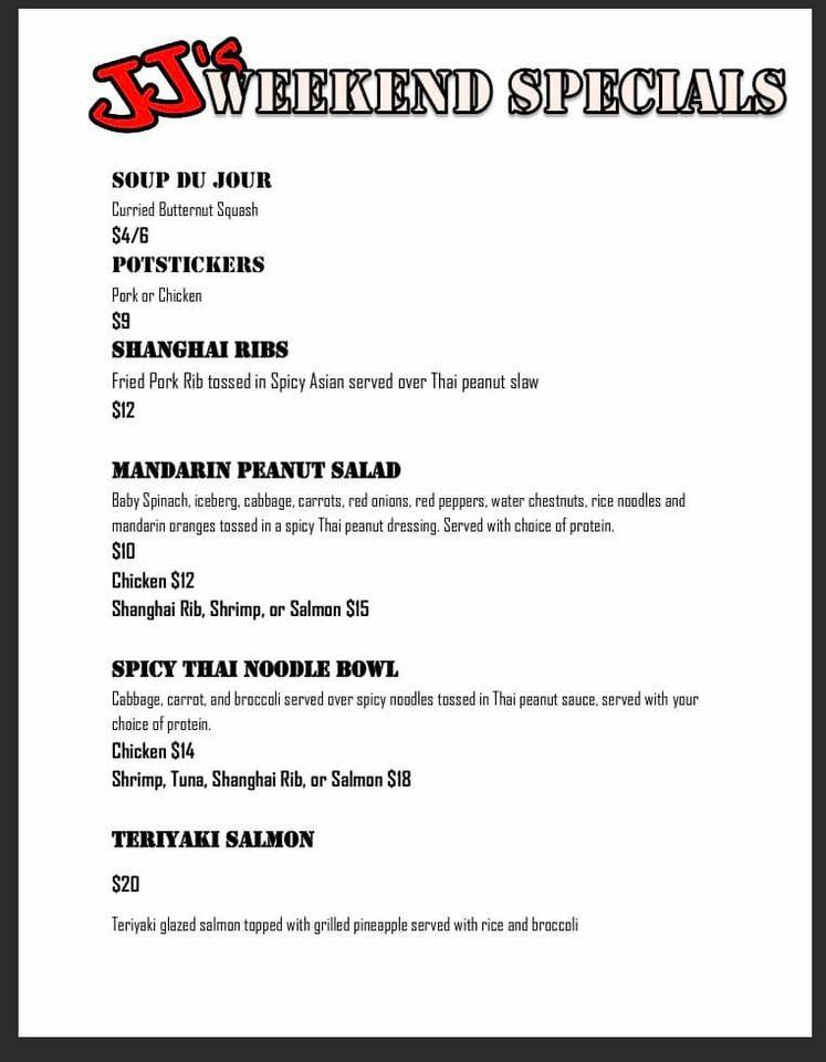 Menu at JJ's Restaurant & Sports Bar, Abingdon
