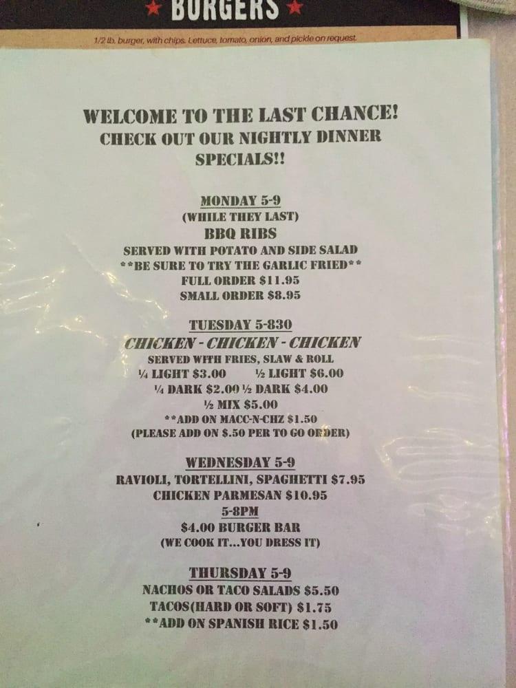 Menu at Last Chance Saloon pub & bar, Millington