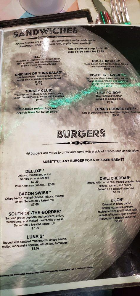 Menu at Luna's Family Restaurant, Northfield
