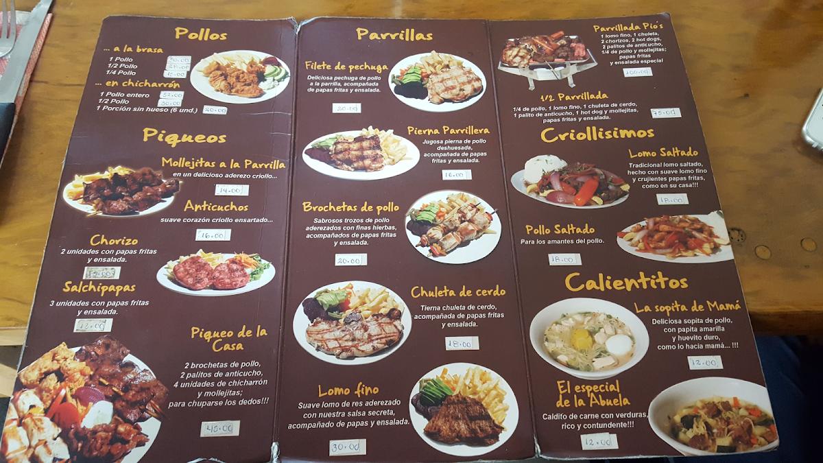 Carta del restaurante Pollería Rico Pollo, Nasca