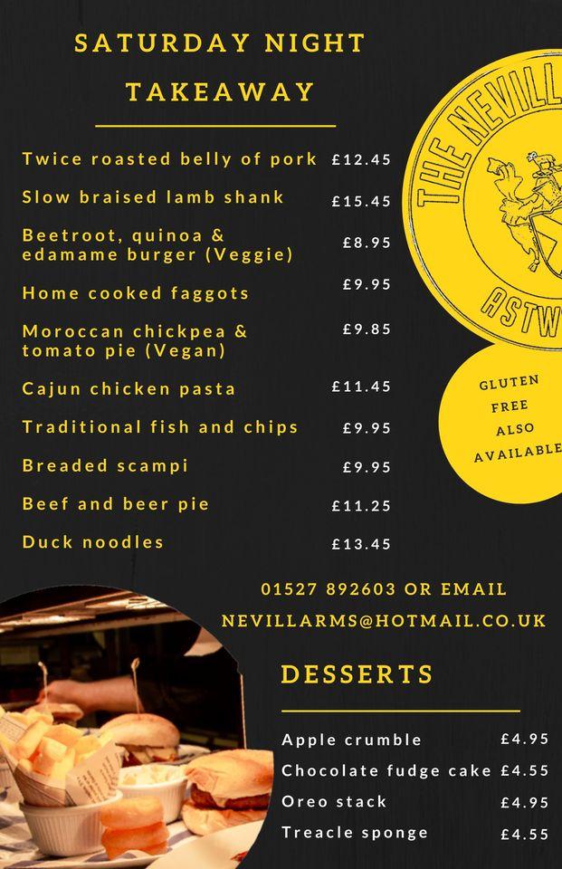 Menu at The Nevill Arms pub & bar, Redditch