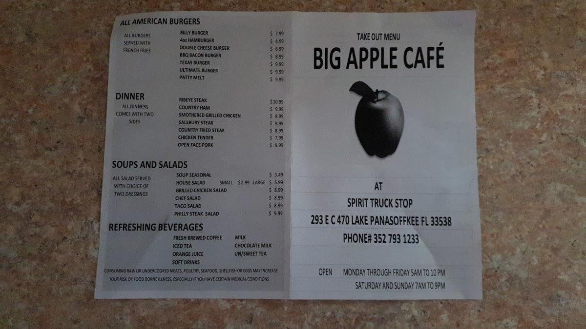 Menu at Big Apple Cafe & Deli, Lake Panasoffkee