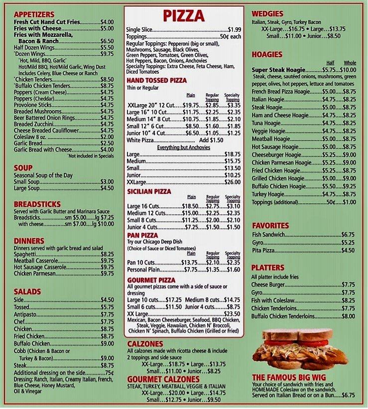 Menu at Center Avenue Slice pizzeria, West View