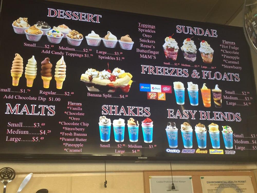 Frosty King Golden Hills Menu