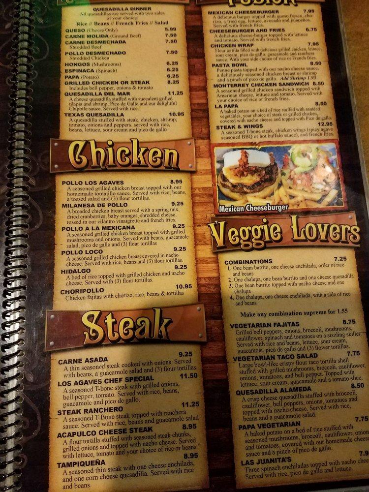 Menu at Los Agaves Méxican Restaurant, Parkersburg