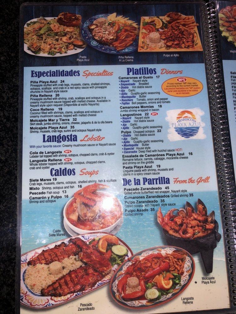 Menu at Mariscos Playa Azul restaurant, Chicago