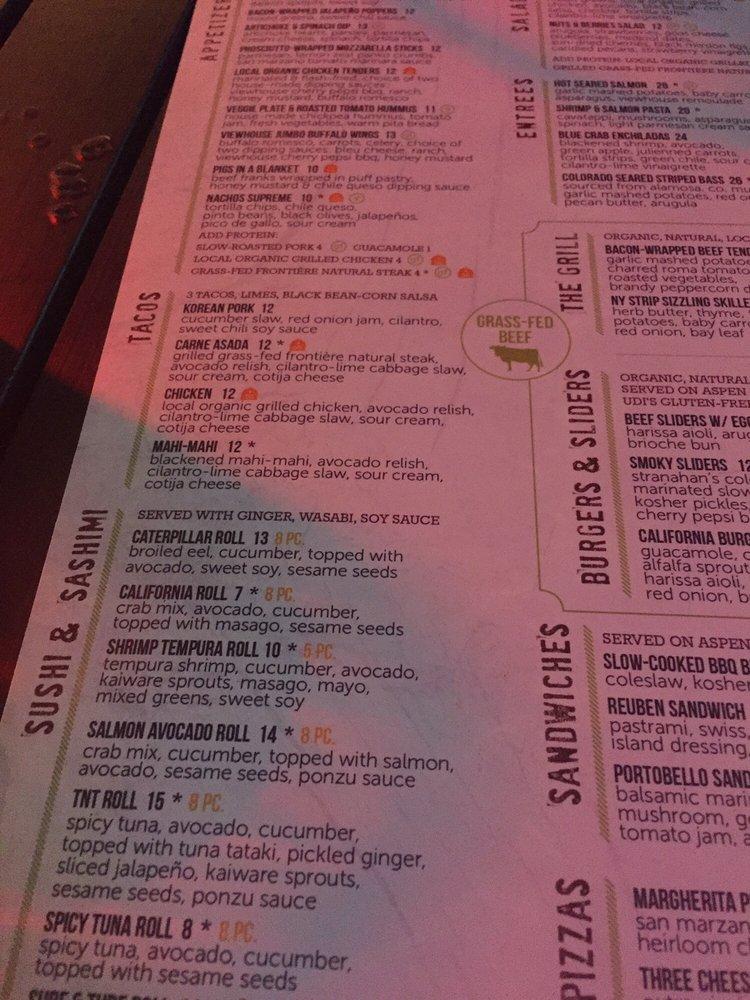 Menu at ViewHouse pub & bar, Centennial, S Clinton St