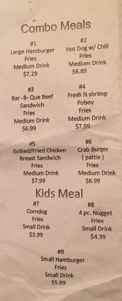 Menu at A-Bear's Kountry Kitchen restaurant, New Iberia