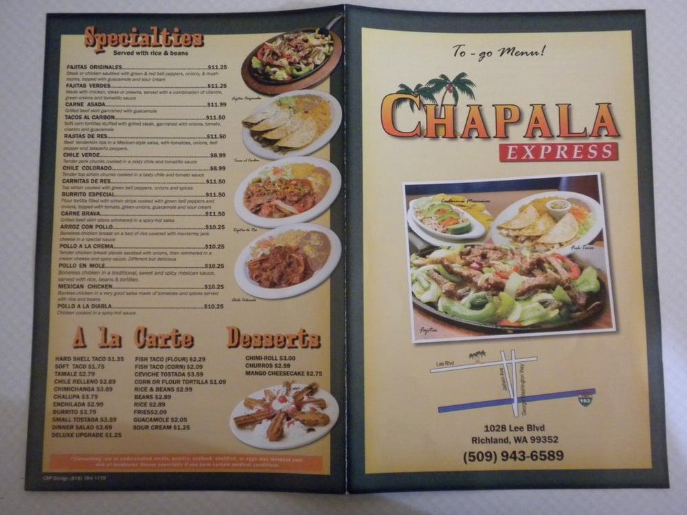 Menu at Chapala Express restaurant, Richland